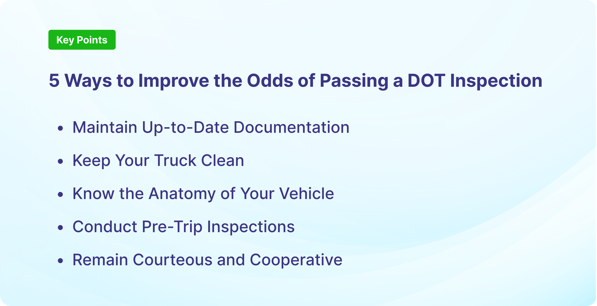 How to Prepare for Levels 2-6 DOT Inspections