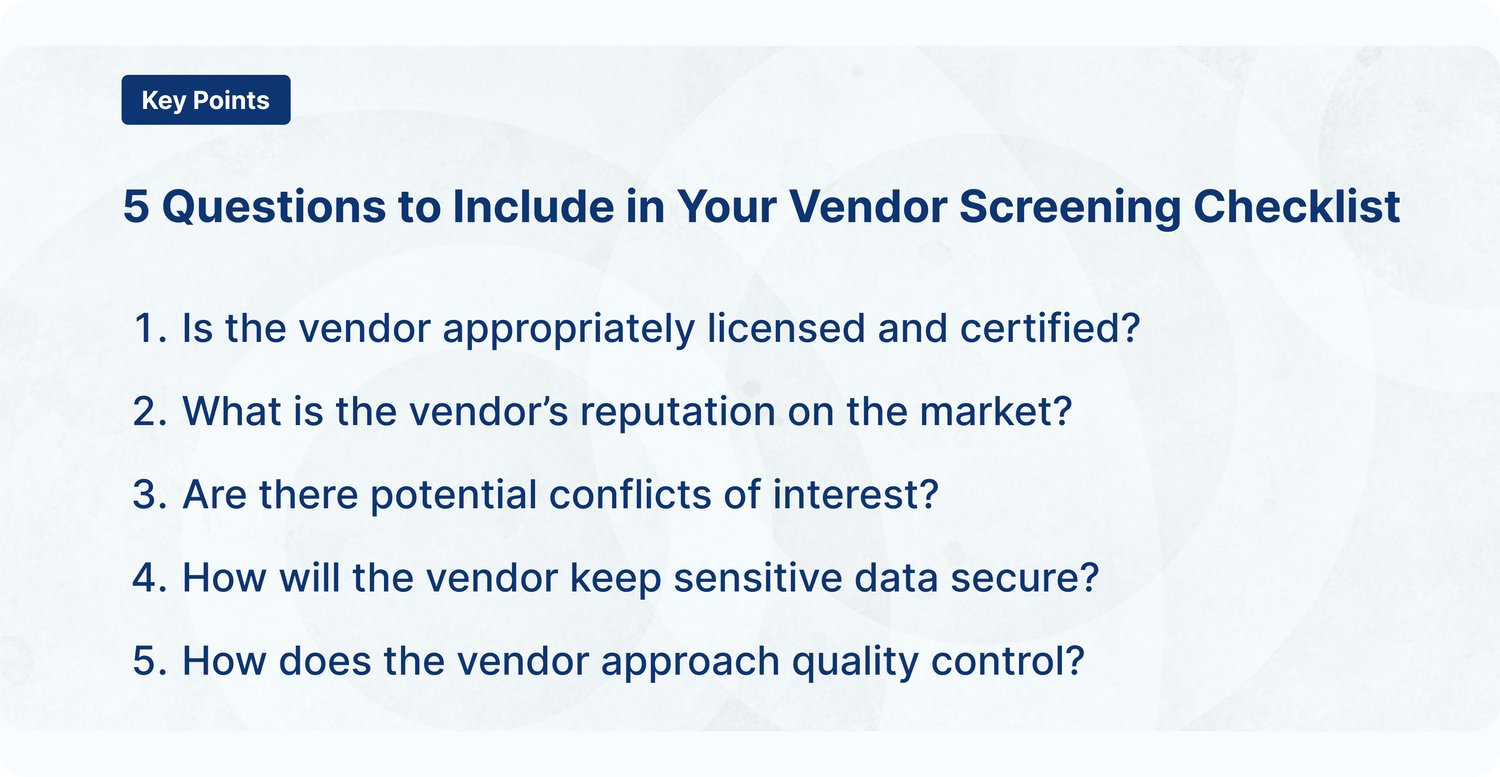 5 Vendor Screening Questions That Will Reduce Your Risk