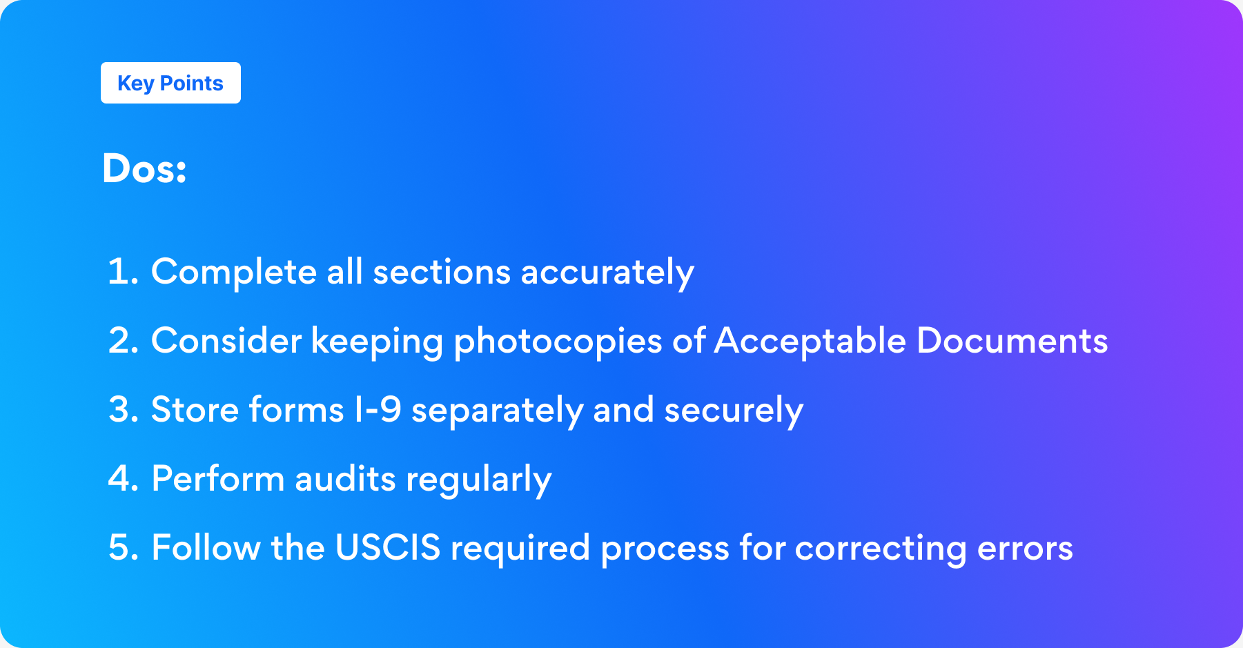 Form I-9: Five Dos and Don'ts
